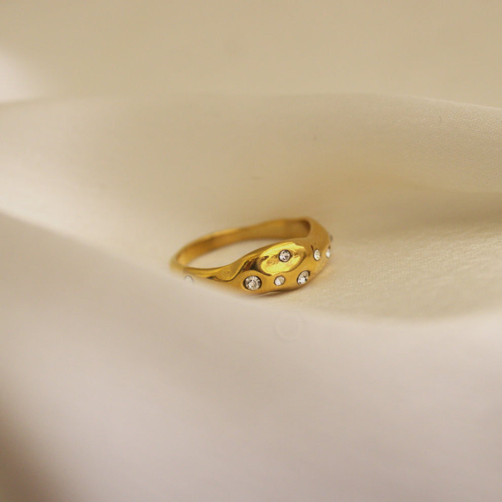 Cosmo Studded 18kt Gold Plated Luxury Ring – AaRNA Jewels